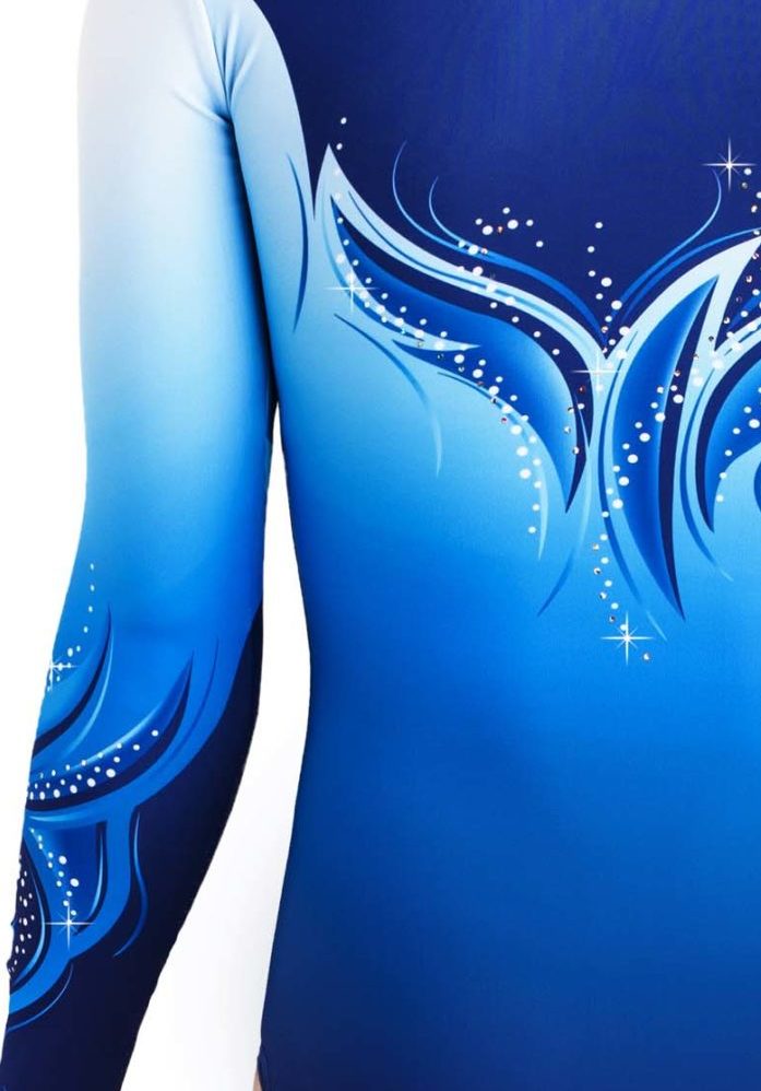 Print Turnanzug Langarm DYLA/1 in Blau - Gymnastics leotards, unitards ...