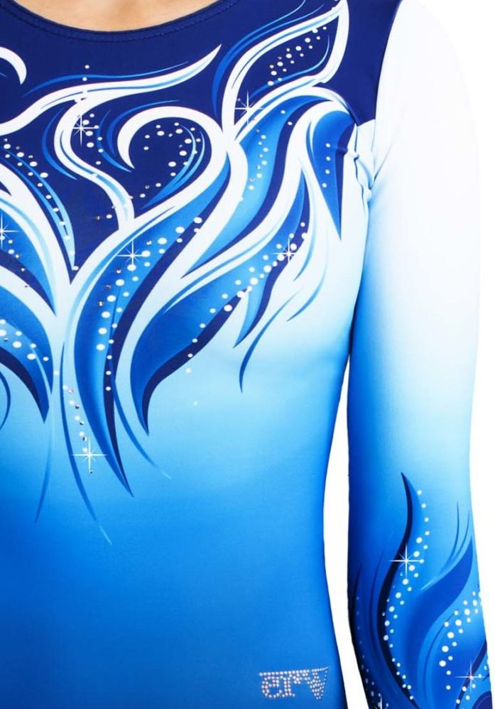 Print Turnanzug Langarm DYLA/1 in Blau - Gymnastics leotards, unitards ...