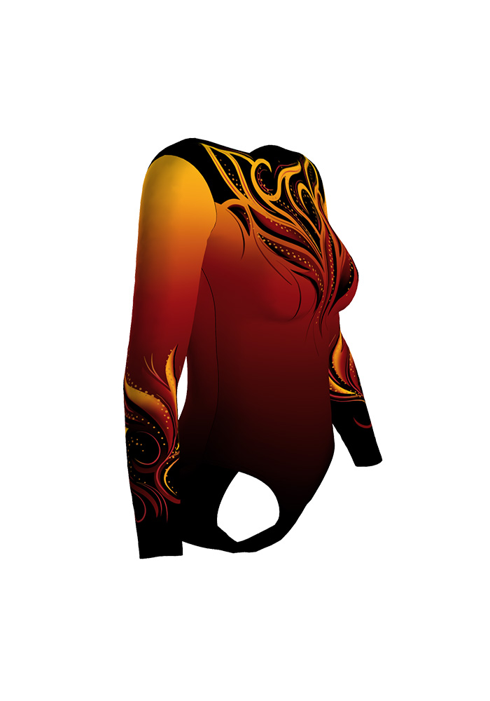 Turnanzug Langarm DYLA/4 schwarz-rot-gold - Gymnastics leotards ...