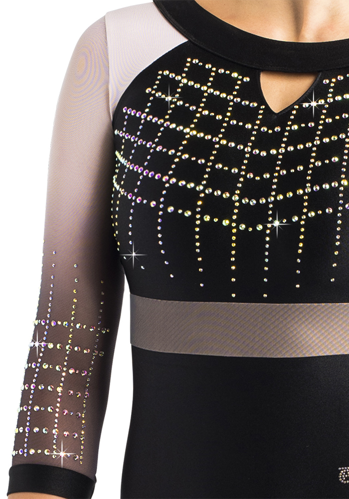 Schwarzer Turnanzug RUTH/1 mit Tüll-Print - Gymnastics leotards ...