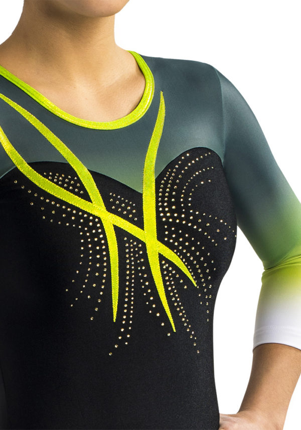 Grün-Schwarzer Ganzanzug TALITHA/8 - 3/4-Arm - Gymnastics leotards ...